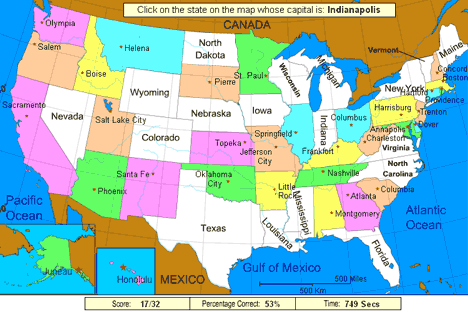 united states map without capitals